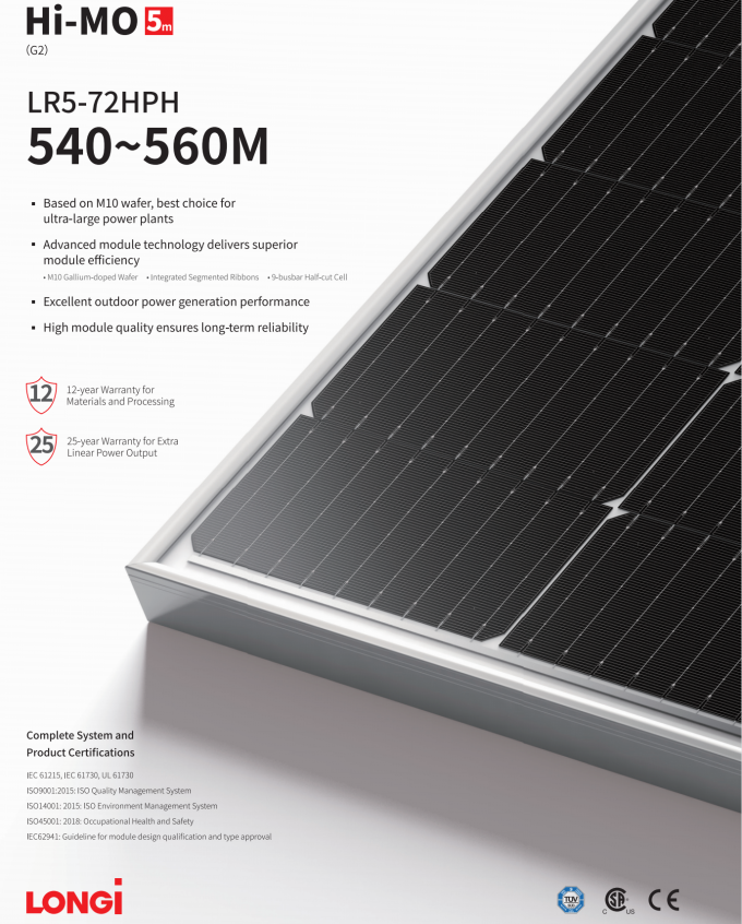 550w Mono Solar Panel Half Cell Monocrystalline Silicon Longi Solar ...