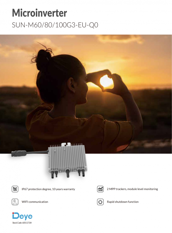 SUN-M80G3-EU-Q0 MicroInverter 800W Solar Inverter Single Phase 2 MPPT ...