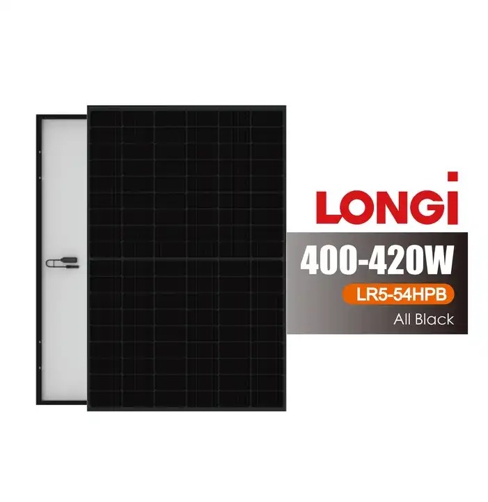 Longi Mono Solar Module Panels Lr5-54hpb Single Glass 108 Cells Longi All Black 410w 420w